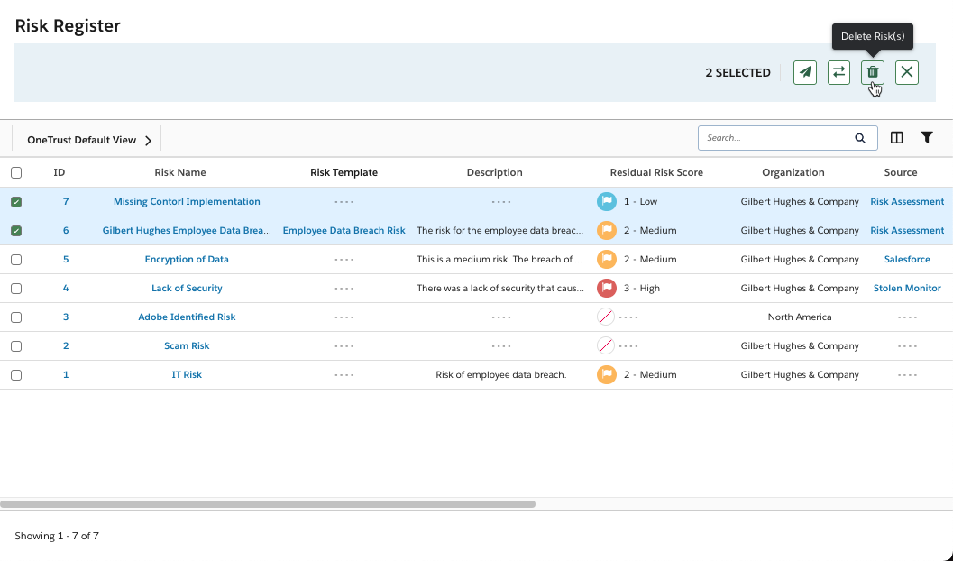 Creating and Managing Risks | MyOneTrust