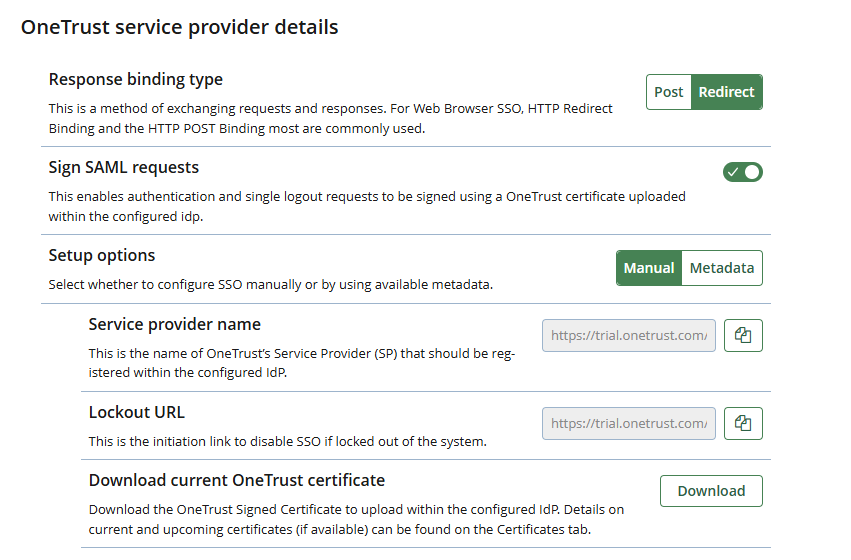 Managing Single Sign-On (SSO) | MyOneTrust